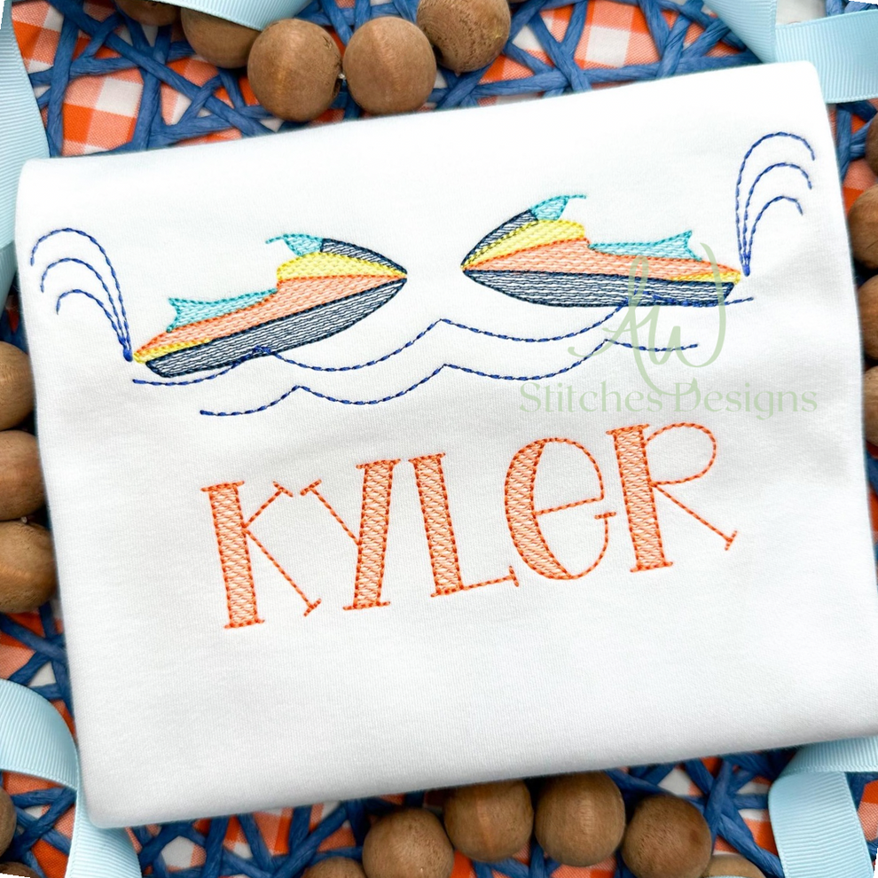 Jet Ski machine embroidery design file – AW Stitches Designs