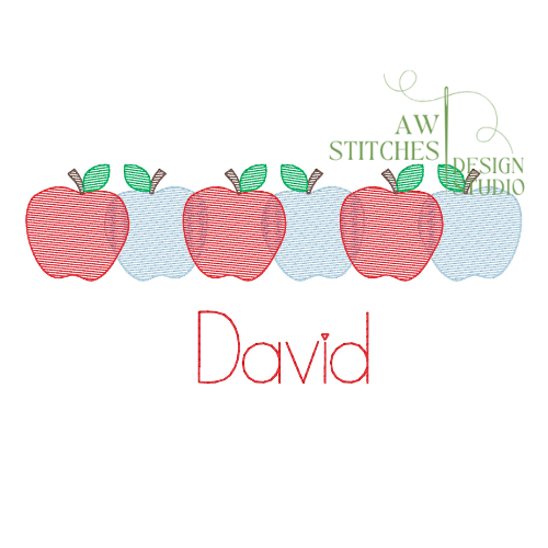 Apple Row Overlap Embroidery Design File – AW Stitches Designs