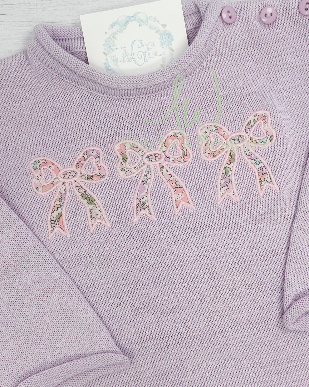 Classic Bow Trio Satin Stitch applique embroidery design file – AW ...