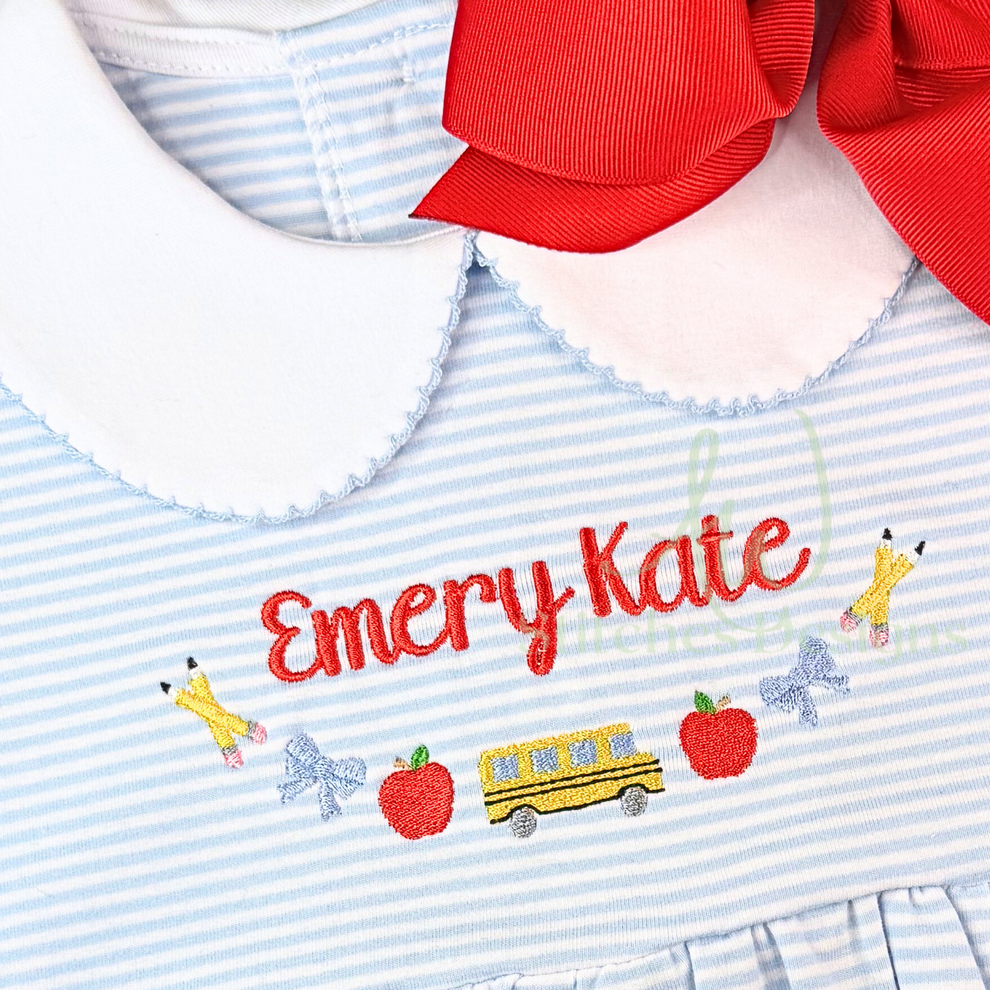 School bus bow monogram frame – AW Stitches Designs