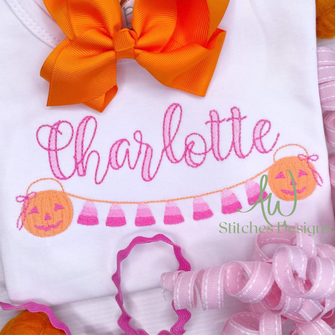 Candy Corn Bunting With Bow Embroidery Design Aw Stitches Designs