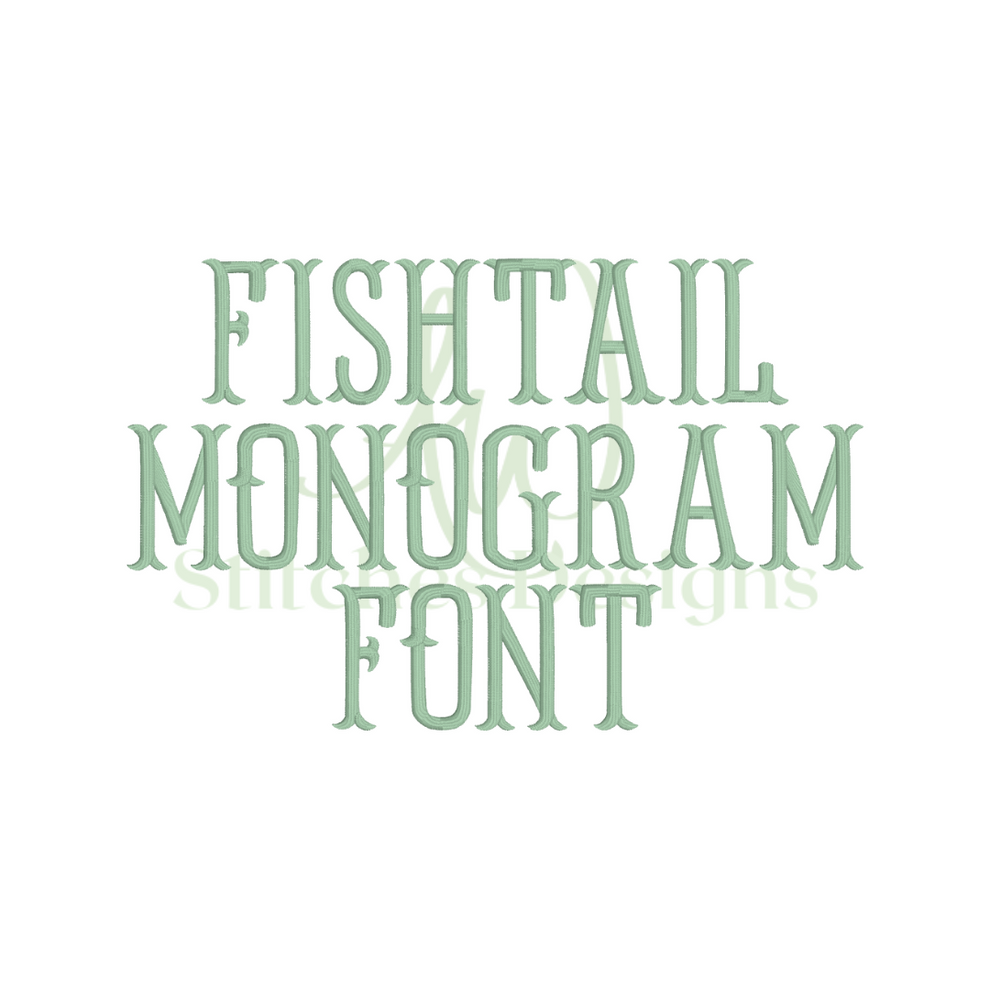 Fishtail monogram satin stitch font machine embroidery design with BX ...