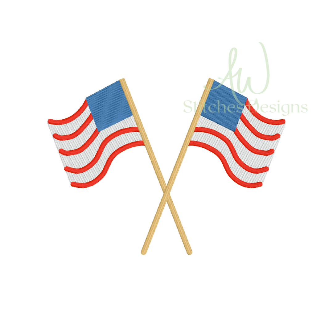 Patriotic American Flags Satin Stitch – AW Stitches Designs