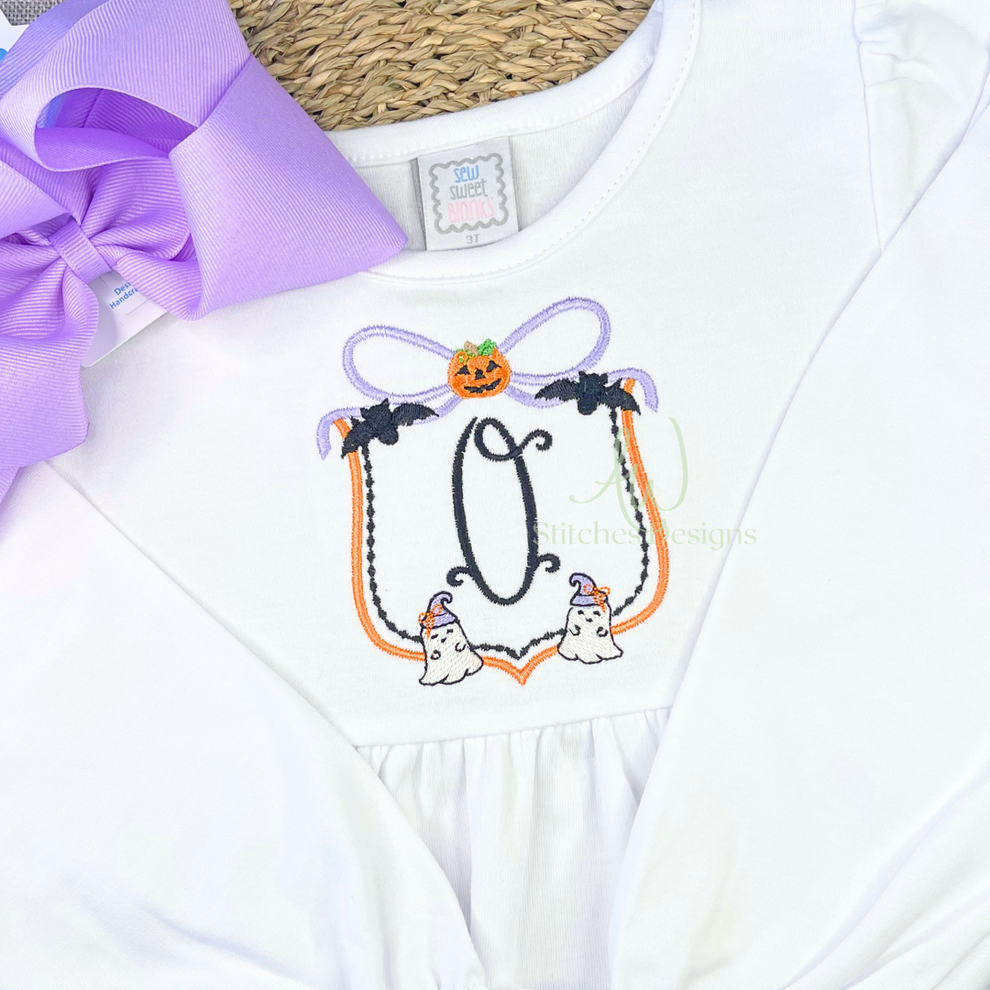 Halloween Bow Crest – AW Stitches Designs