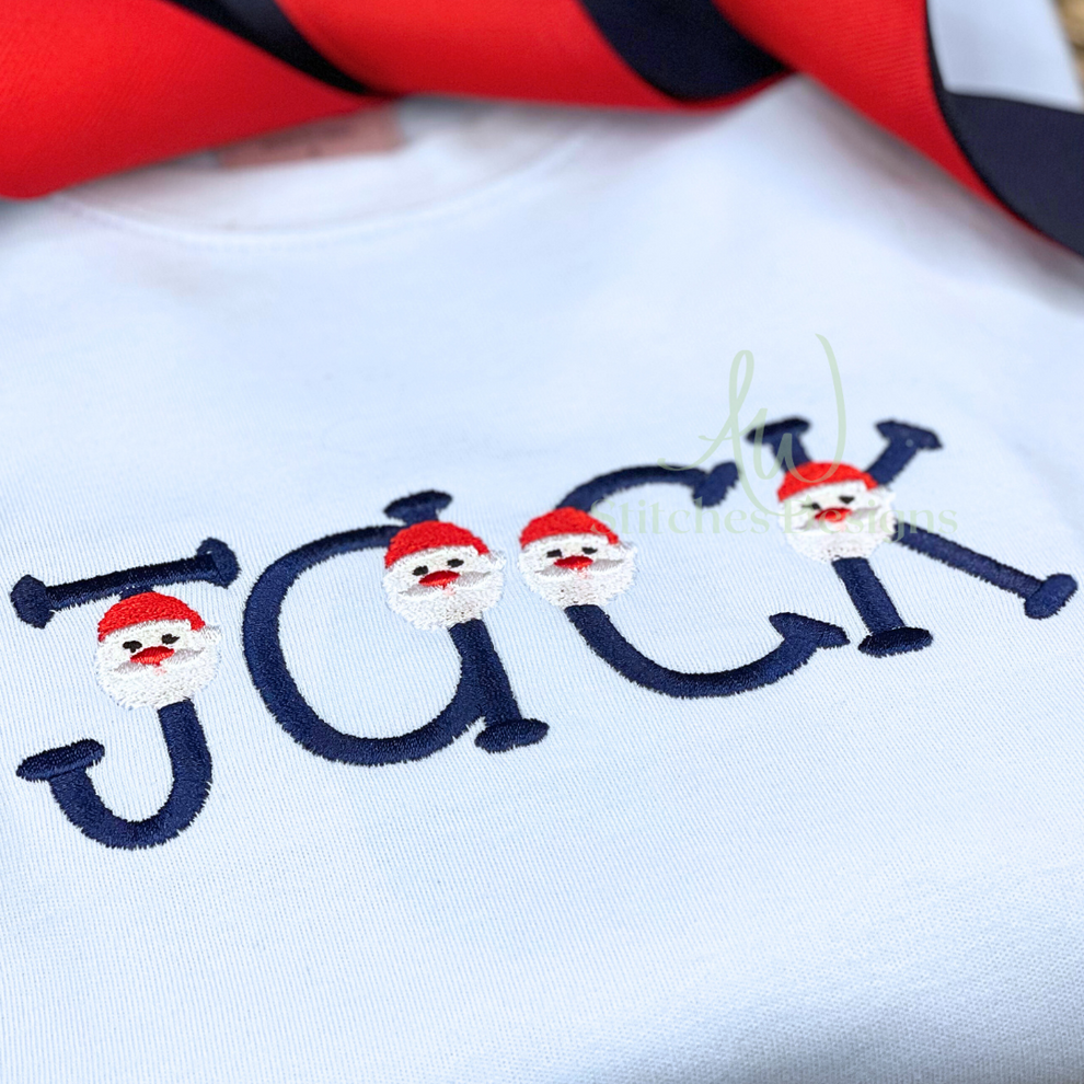 Christmas Santa Claus Spirit of Santa satin stitch font machine embroi ...