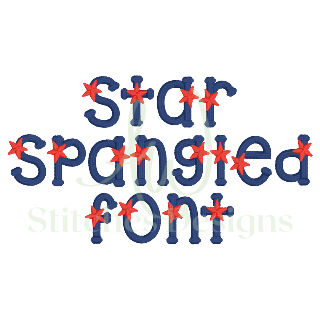 Star Spangled Satin Print Font – AW Stitches Designs