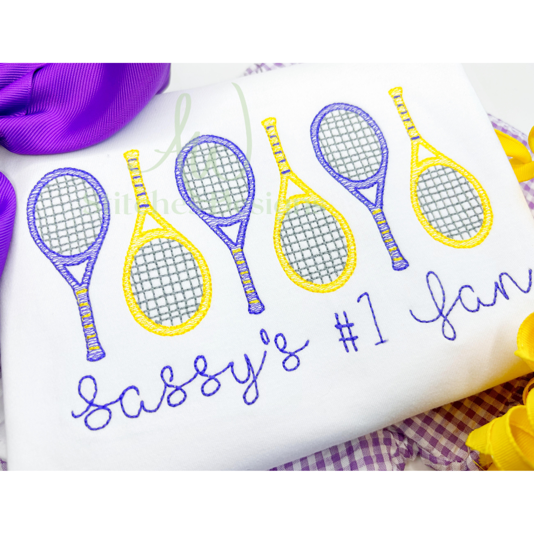 Sketch Tennis Racket Row – AW Stitches Designs