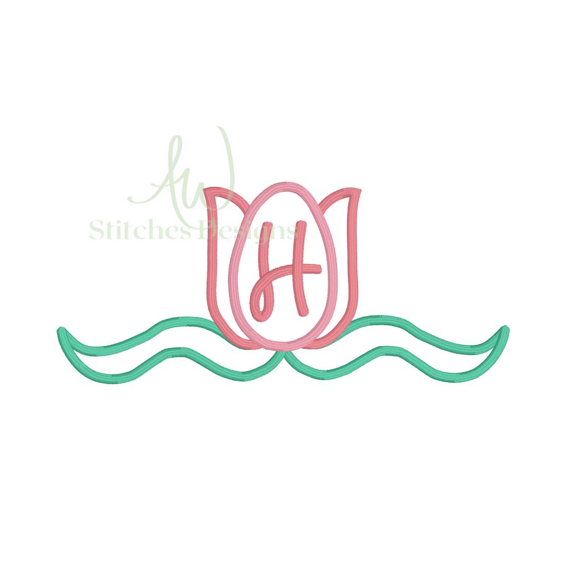Tulip monogram frame satin stitch machine embroidery design file – AW ...