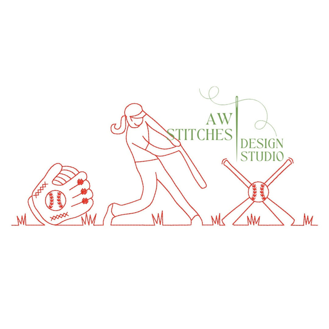Softball Embroidery Design Collection: – AW Stitches Designs