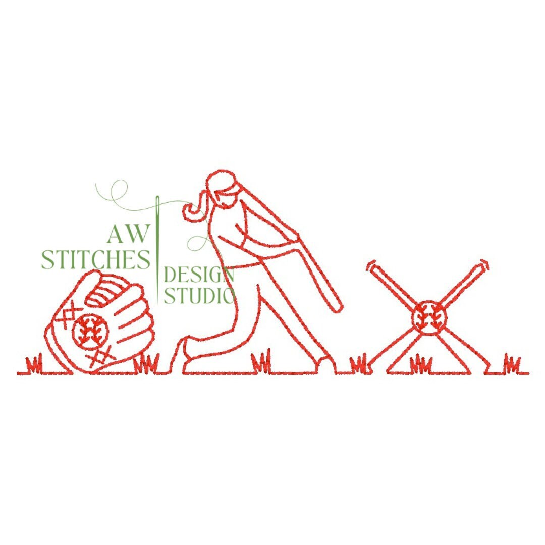 Softball Line 4x4 ONLY – AW Stitches Designs